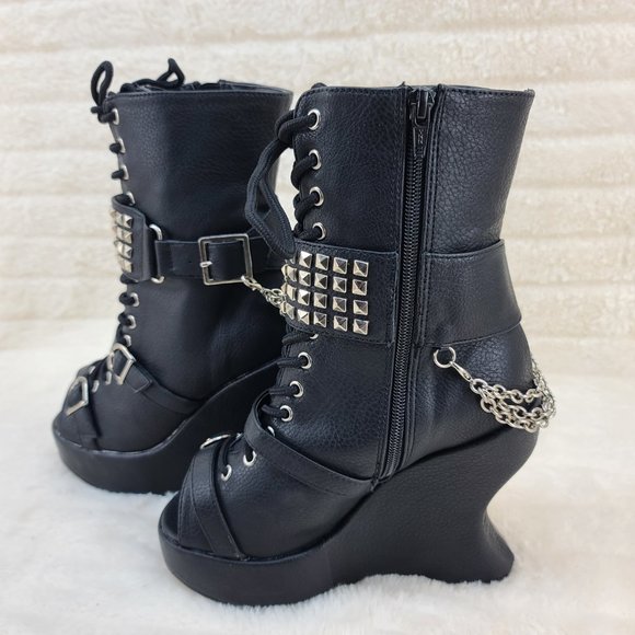 Demonia | Shoes | Demonia 5 Platform Wedge Lace Up Calf High Boot ...